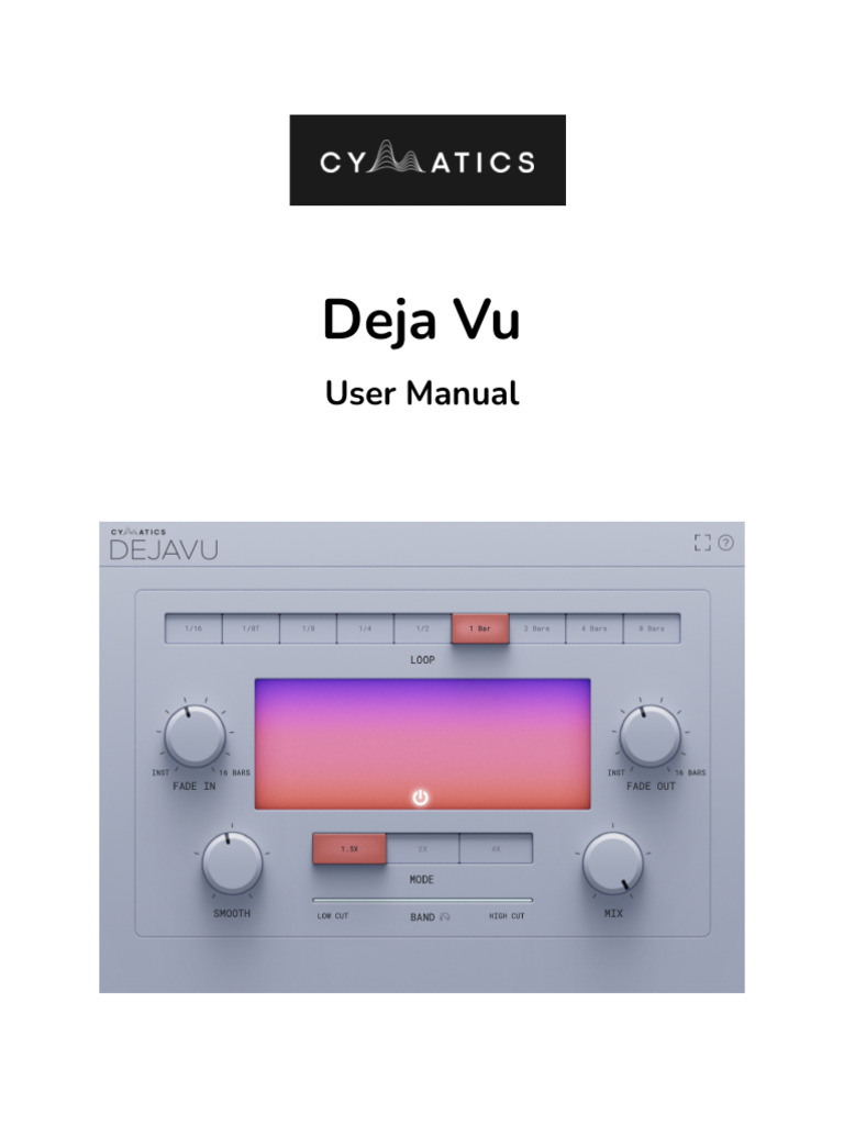 Cymatics Deja Vu Manual | PDF | Pitch (Music) | Filter (Signal Processing)