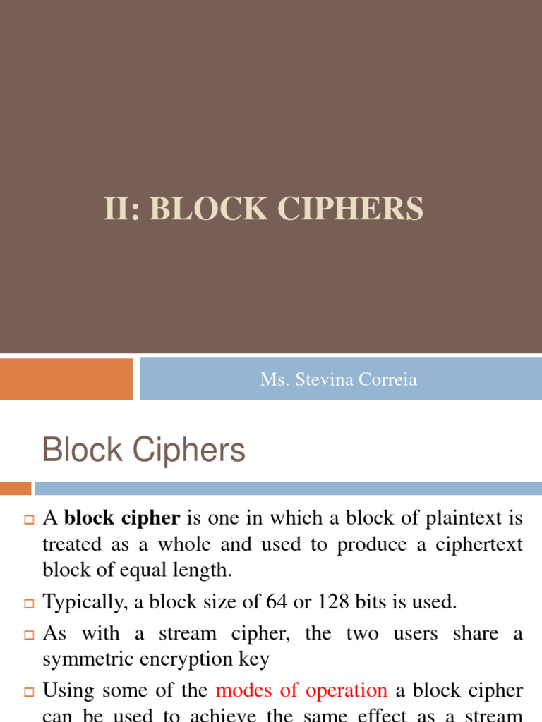 Block Ciphers | PDF | Cryptography | Algorithms Block Ciphers | PDF | Cryptography | Algorithms