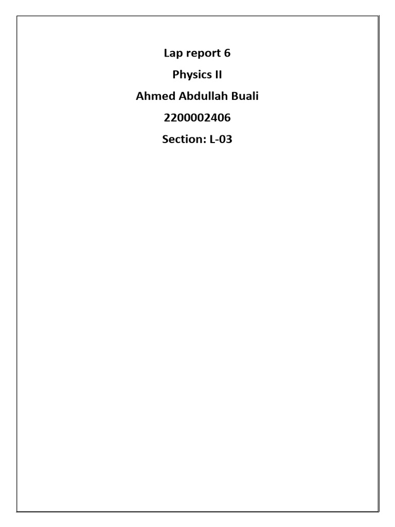 Lap Report 6 Phy 2 | PDF | Electrical Network | Electrical Resistance ...