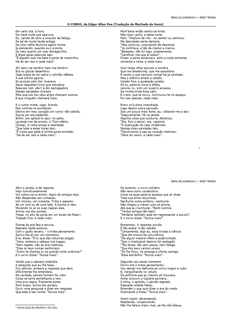 (Aula 21) POE, Edgar Allan - O Corvo | PDF | O Corvo