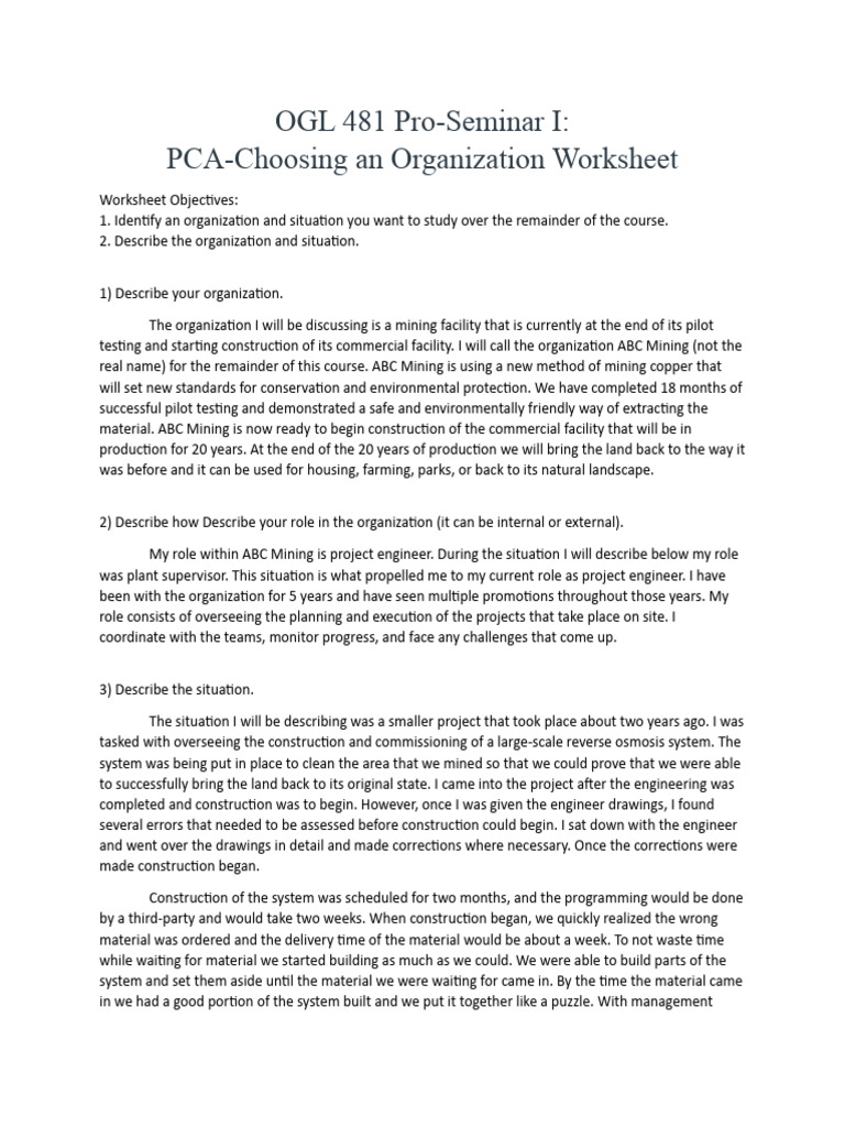 Ogl 481 - Module 1 - Personal Case Analysis | PDF | Mining