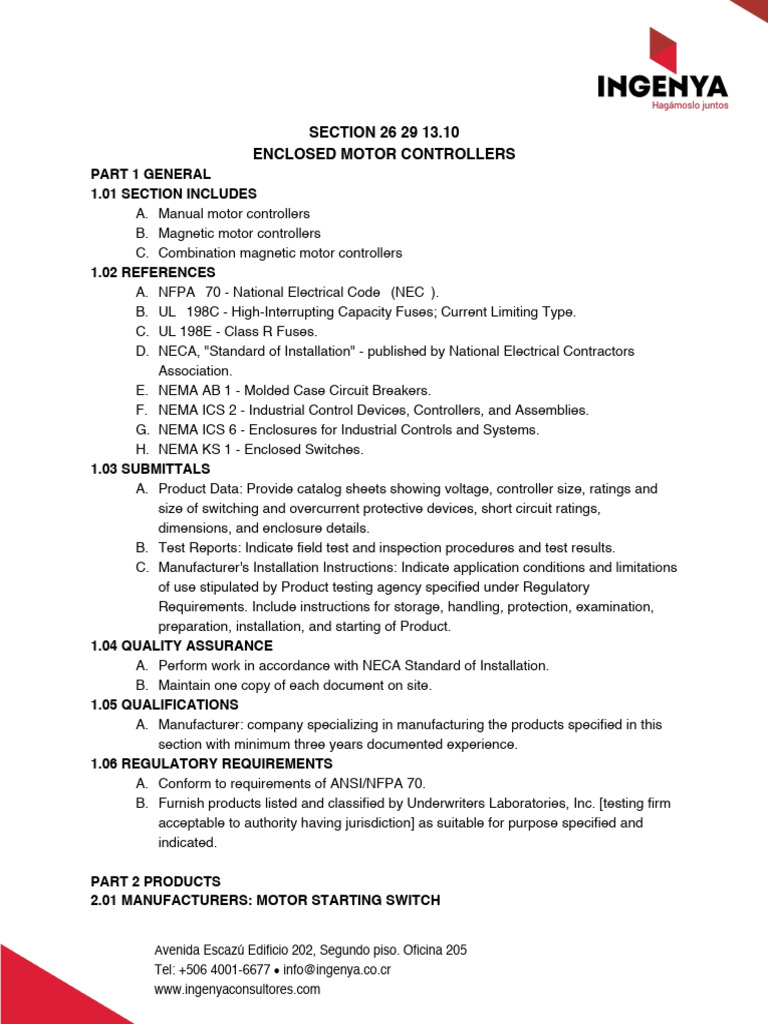 26 - 29 - 13 Enclosed Motor Controllers | PDF | Fuse (Electrical ...