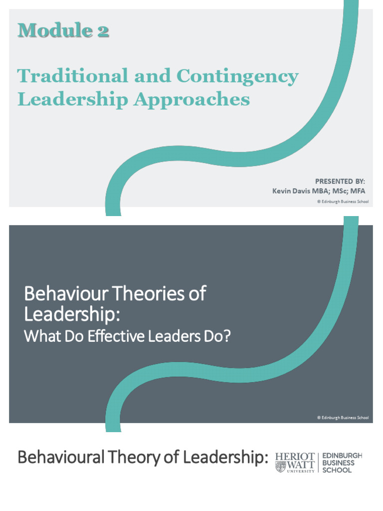 Session 3 Traditional and Contingency Leadership Approaches | PDF ...