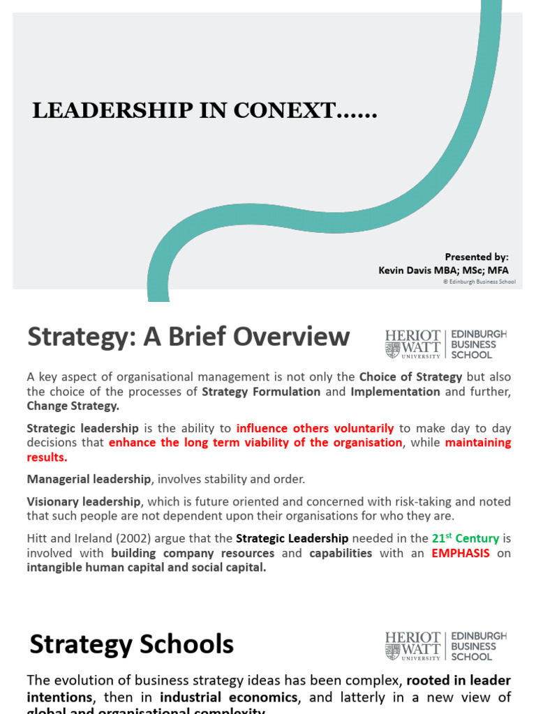 Session 6 Leadership in Context | PDF | Strategic Management | Leadership