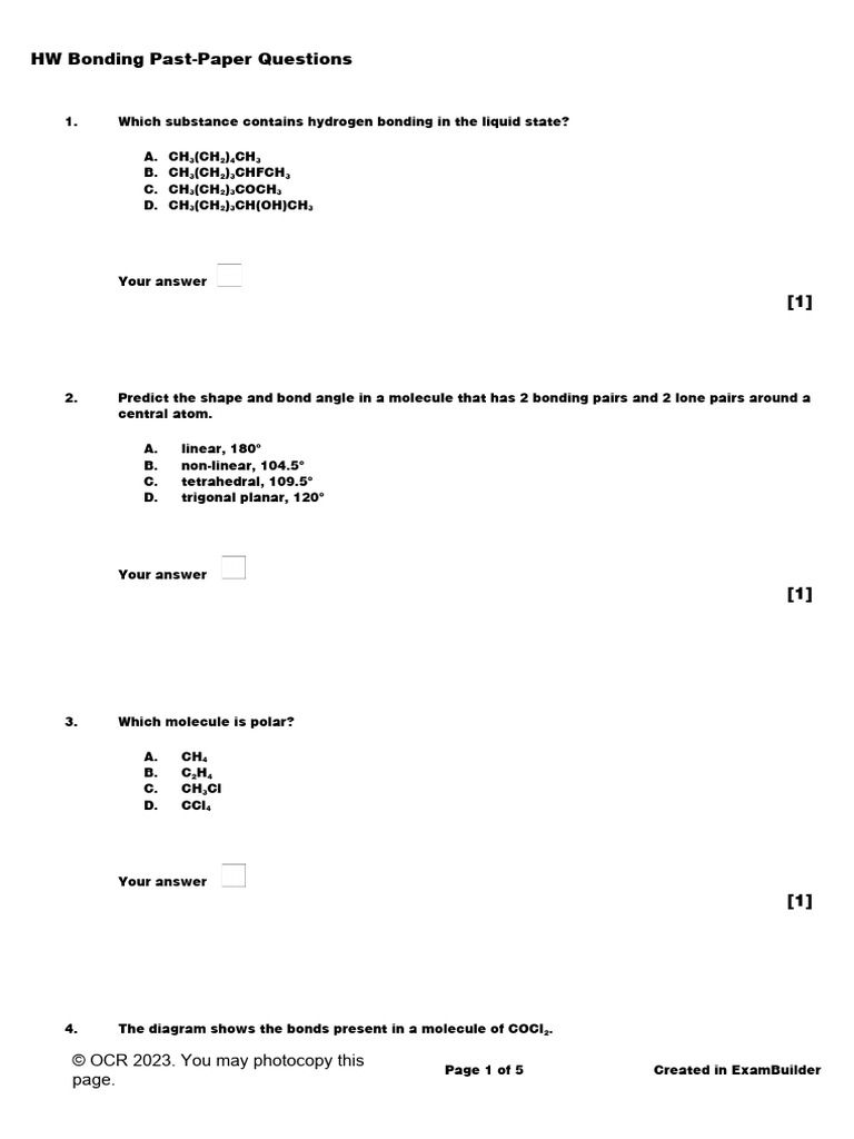 Boiling Point of H2Po Analysis | PDF | Chemical Bond | Molecules
