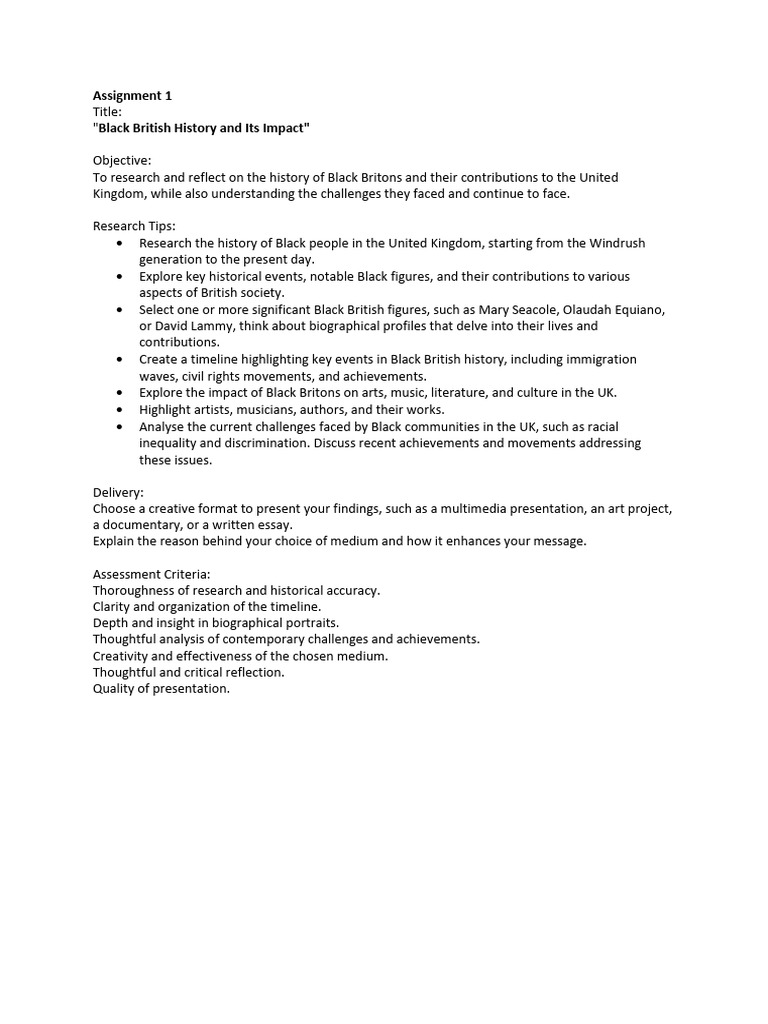 Black History Month PD Independent Assignments | Download Free PDF | Creativity | Critical Thinking