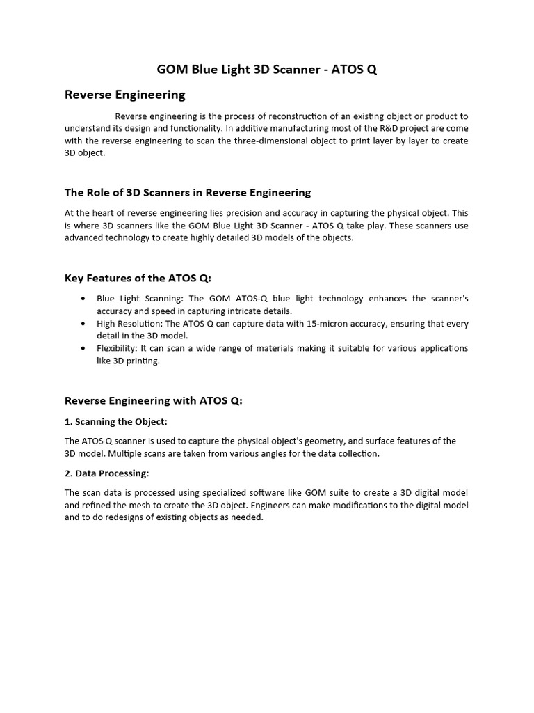 GOM ATOS Q: Precision 3D Scanning | PDF