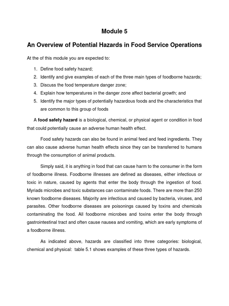 Module 5 | PDF | Foodborne Illness | Hazards