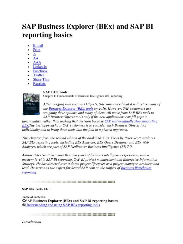 SAP Business Explorer | PDF | Business Intelligence | Data Warehouse