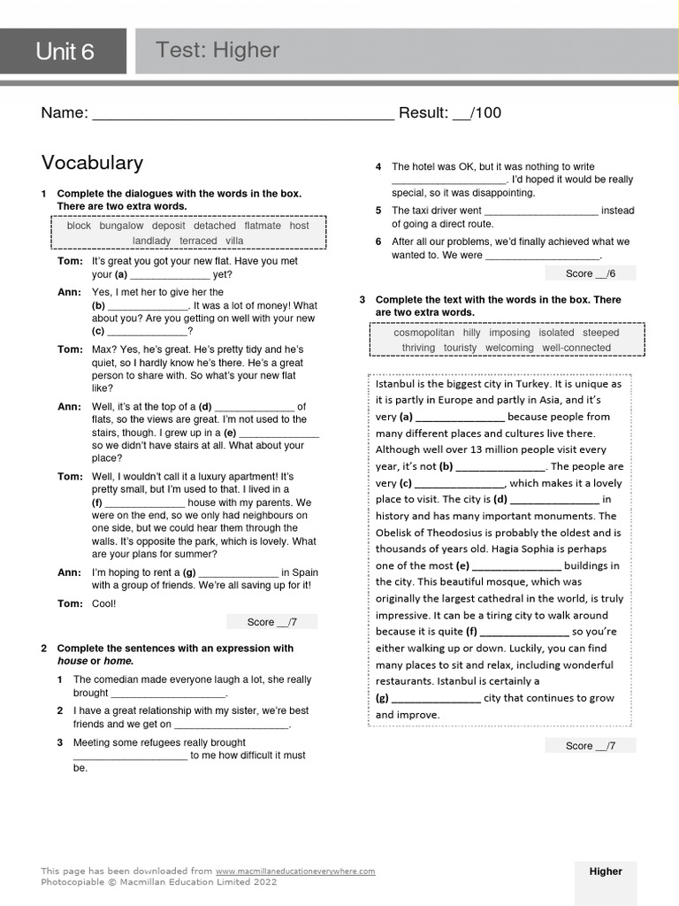 B2plus U6 Test Higher Pdf