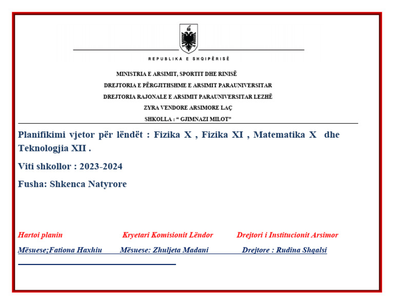 Faqja Pare Planit Vjetor | PDF