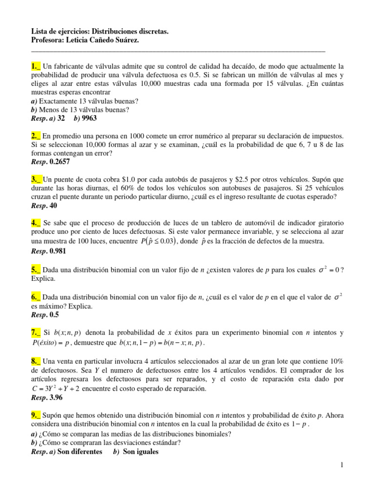 2A Ejercicios U2 Parte2 | PDF | Probabilidad | Distribución de veneno