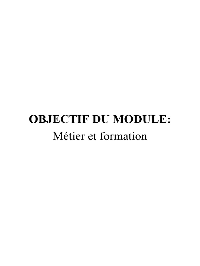 Objectif Du Module | PDF