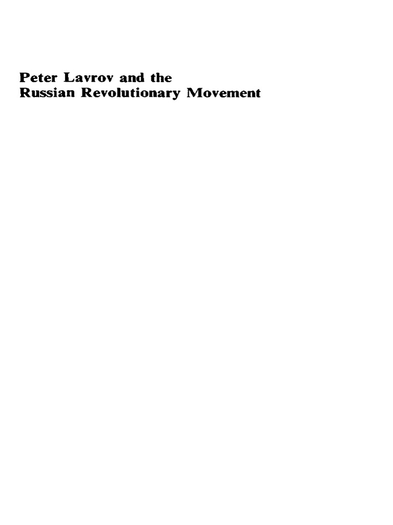 Peter Lavrov and The Russian Revolutionary Movement | PDF | Anarchism ...