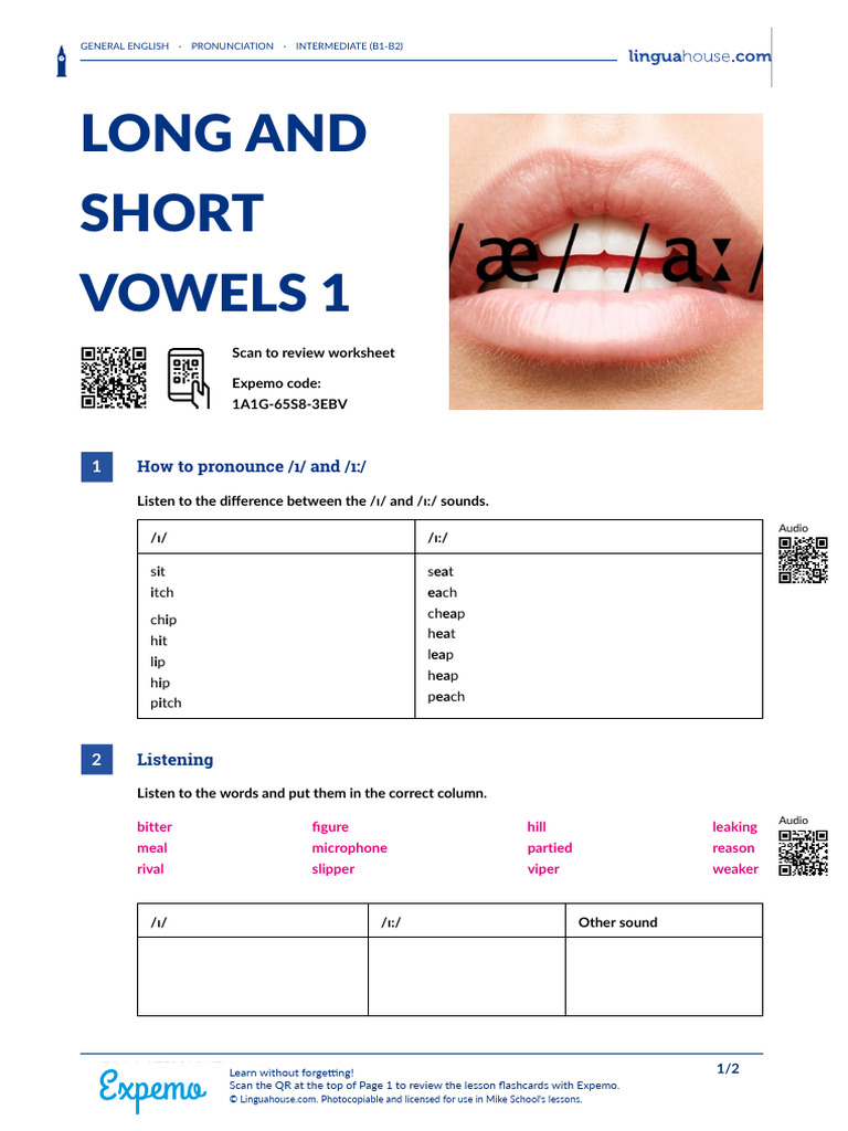 Long and Short Vowels 1 British English Student | PDF | Languages | Foreign Language Studies