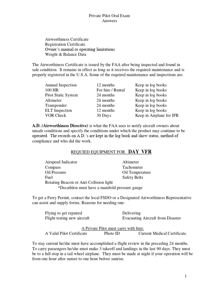 Private Pilot Oral Exam Answers | PDF | Instrument Flight Rules ...