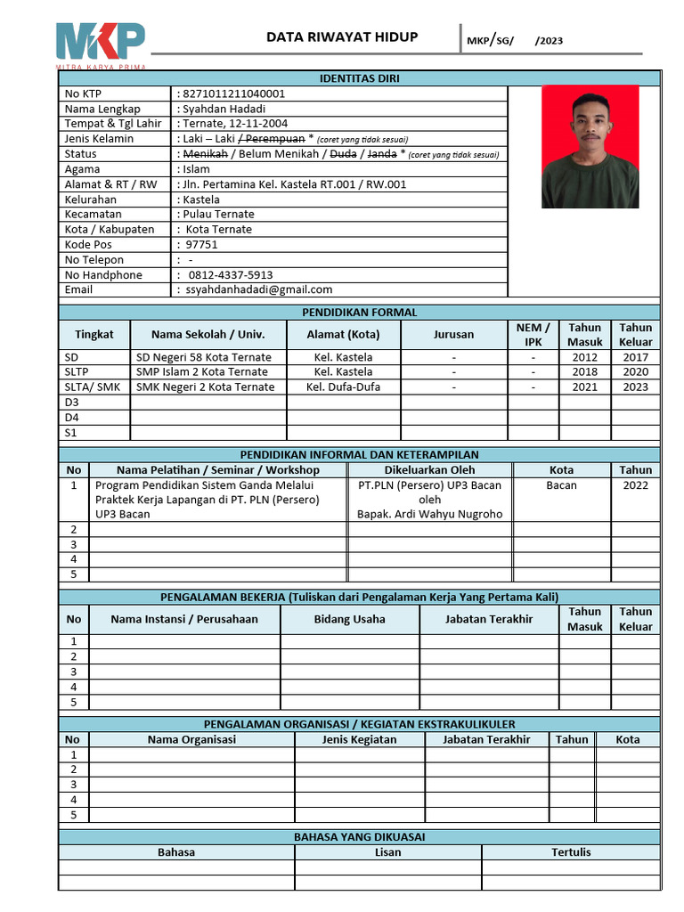 FORM IDENTITAS DIRI-Kastella-4 | PDF