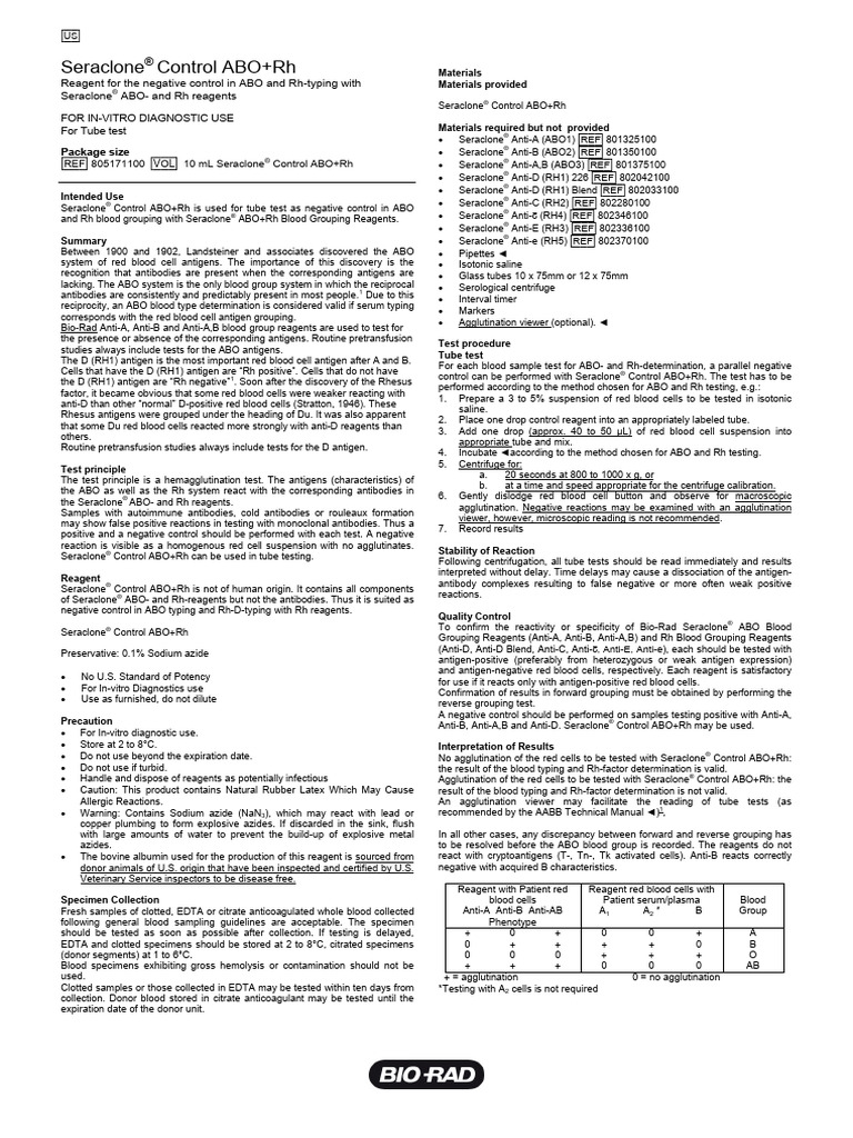 Rh Control - Seraclone | PDF | Clinical Medicine | Blood