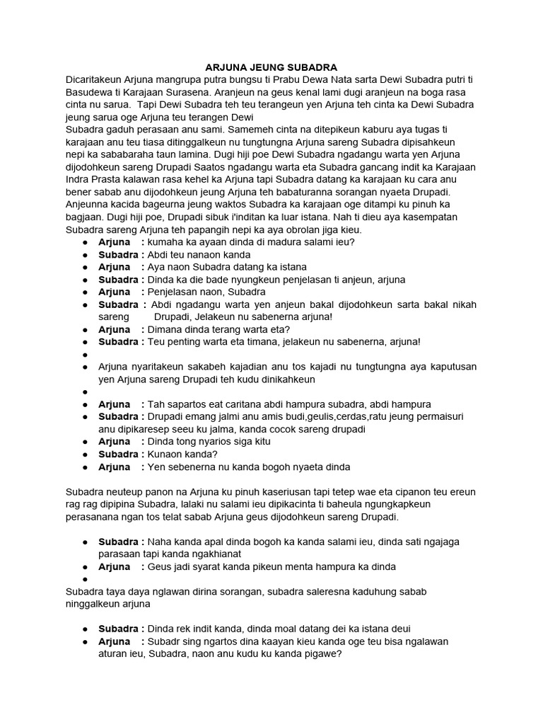 Arjuna Jeung Subadra | PDF