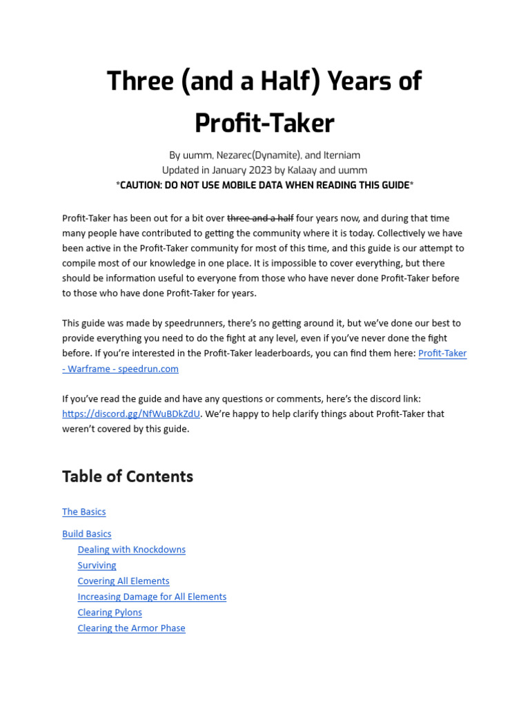 Warframe Profit-Taker Guide | PDF