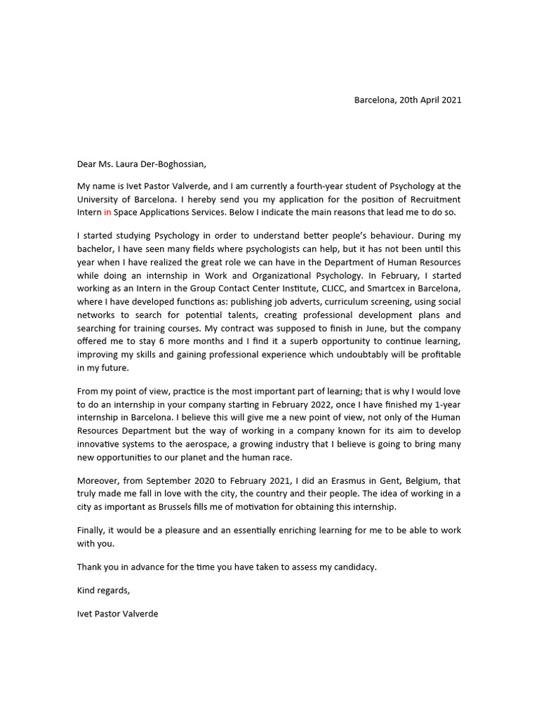 HR Motivation Letter | PDF
