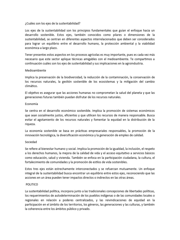Cuáles Son Los Ejes de La Sustentabilidad | PDF | Sustentabilidad ... Cuáles Son Los Ejes de La Sustentabilidad | PDF | Sustentabilidad ...