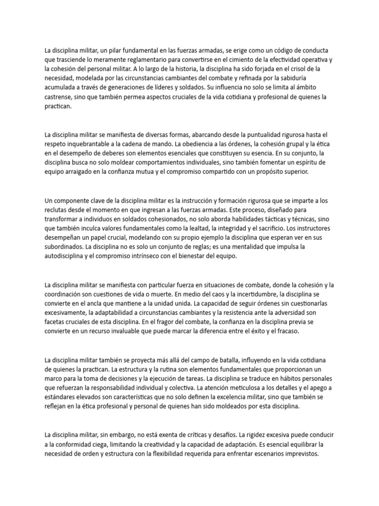 Disciplina Militar | PDF | Disciplinas | Comportamiento