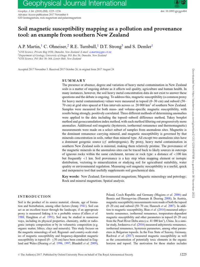 11 Soil Magnetic Susceptibility Mapping As A Pollution and Provenance | Download Free PDF | Rock ...