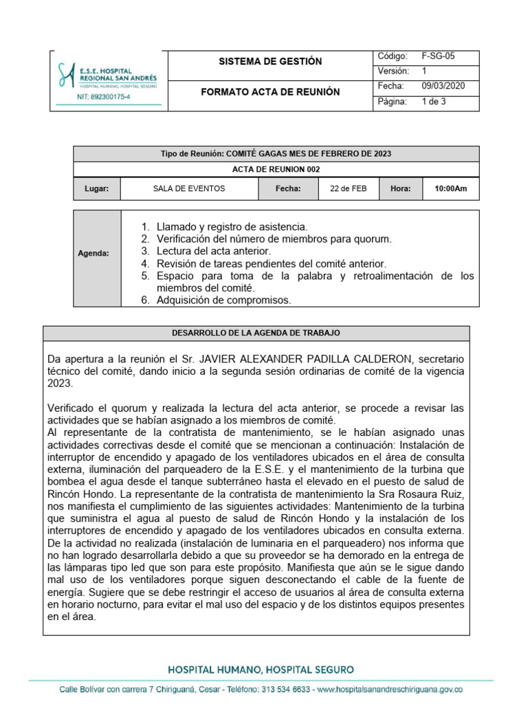 Acta Gagas 002 2023 | PDF | Residuos