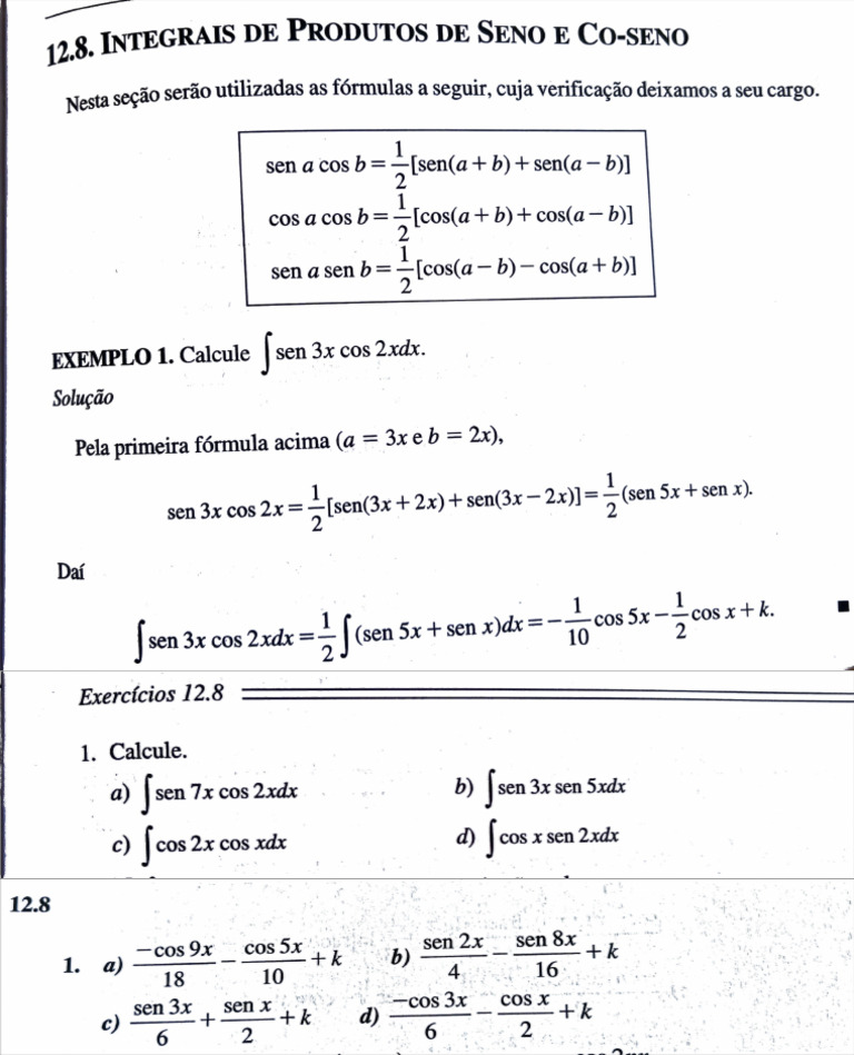 Lista Sobre Integrais de Funcoes Trigonometricas | PDF
