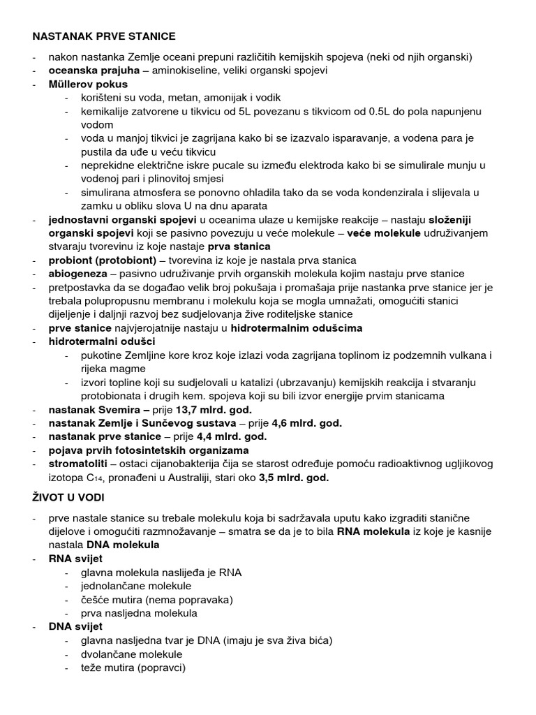 Pojava Života Na Zemlji I Sistematika | PDF