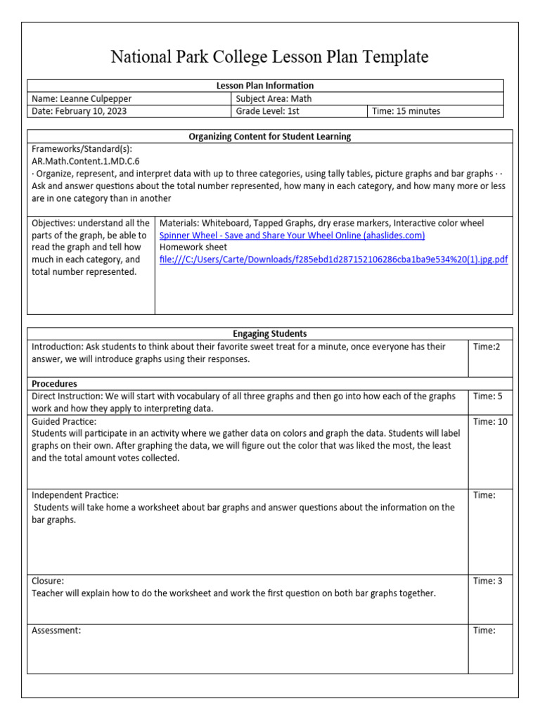 Graphs Lesson Plan | PDF | Lesson Plan | Worksheet
