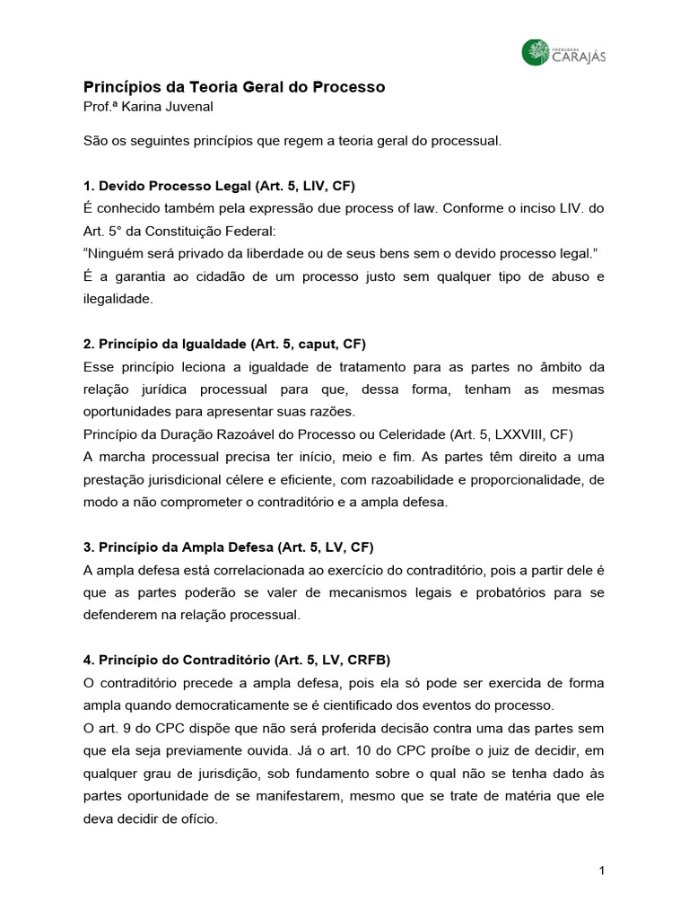 Princípios da Teoria Geral do Processo | PDF | Jurisdição | Juiz