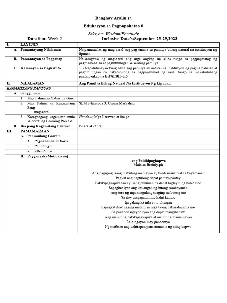 Esp 8 Week 2 Lp Pdf