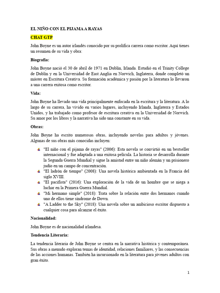 Resumen Del Niño Dev Pijama A Rayas | PDF | El Holocausto | nazismo