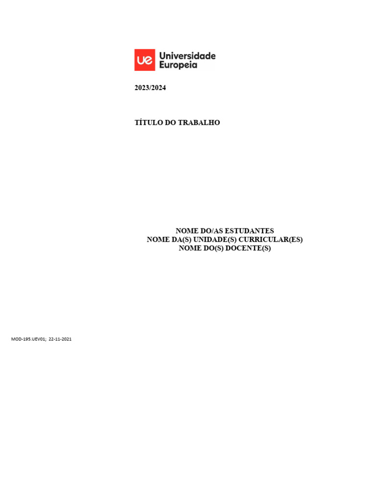 Modelo Trabalho Psicologia UE | PDF | Abstract (resumo)