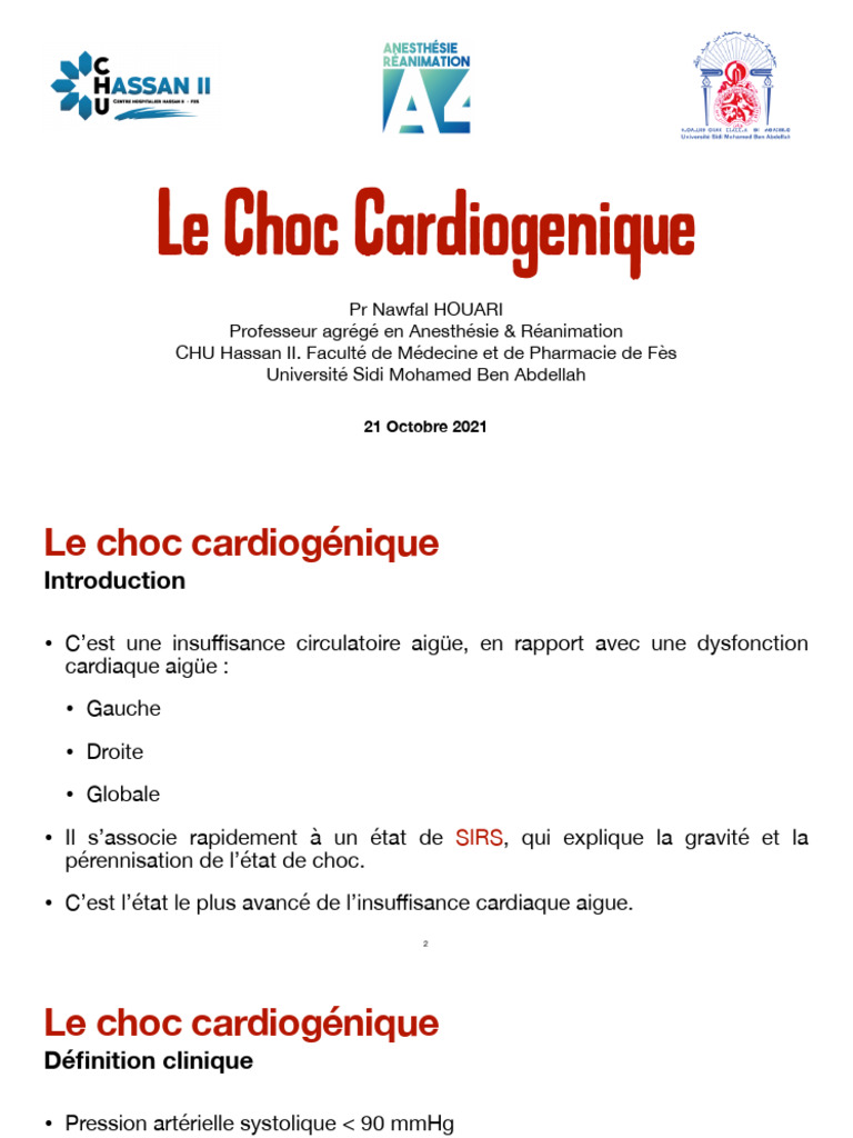 Choc Cardiogénique 2021 | PDF | Infarctus du myocarde | État de choc ...