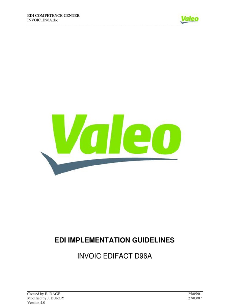 Guidelines for Implementing the EDIFACT INVOIC D96A Invoice Message ...