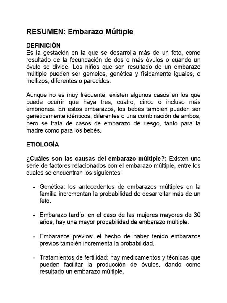 Embarazo Multiple | PDF | El embarazo | Nacimientos Múltiples
