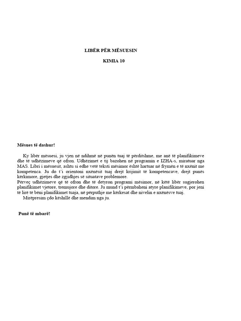 Kimia 10 - Ditare - Periudha e Pare | PDF