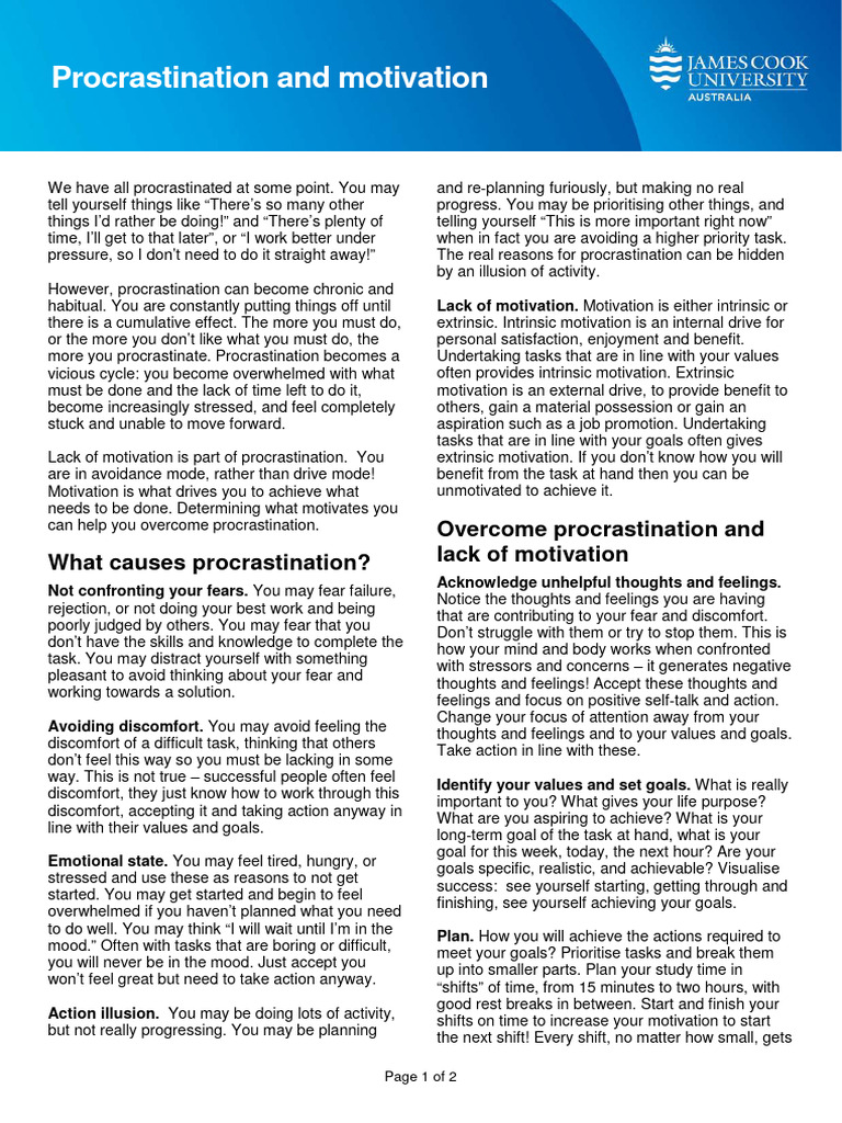 Overcoming Procrastination and Boosting Motivation | PDF | Motivational ...