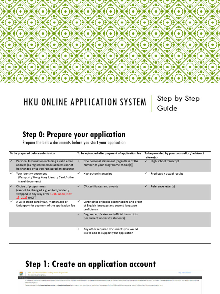 HKU Online Application System - Step by Step Guide 2023 | PDF | Academic Degree | Password