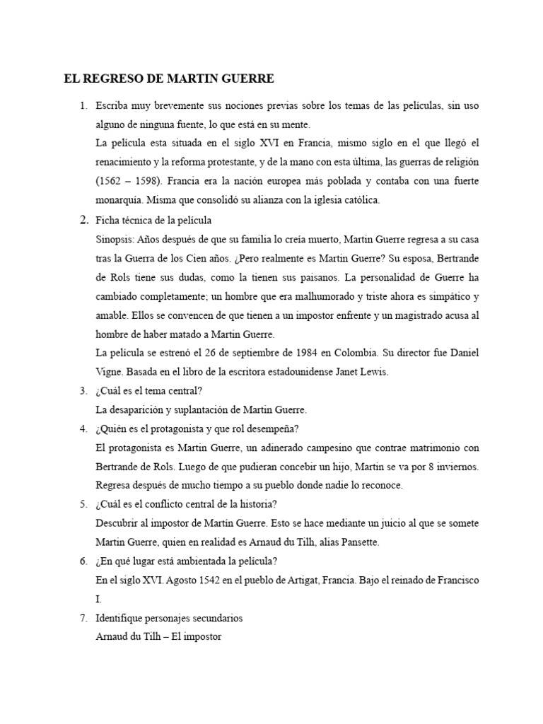 El Regreso de Martin Guerre | PDF