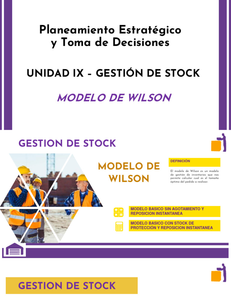 UNIDAD IX - GESTIÓN DE STOCK - MODELO DE WILSON - Lote Óptimo | PDF ...