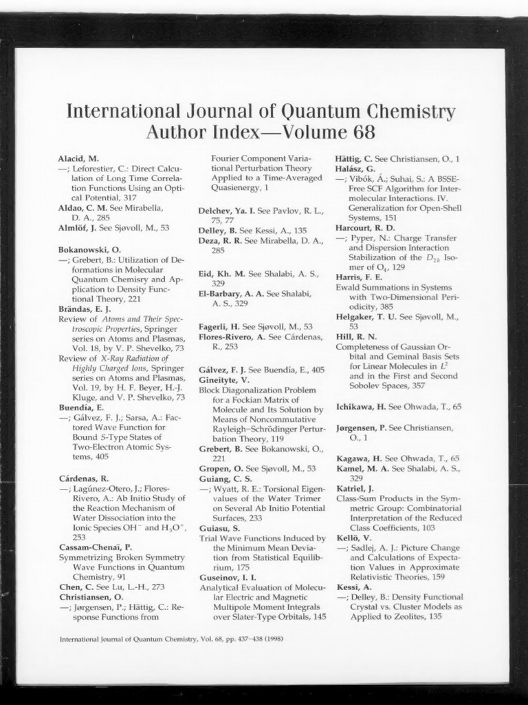 International Journal of Quantum Chemistry - 1998 - 68 - Index | PDF ...