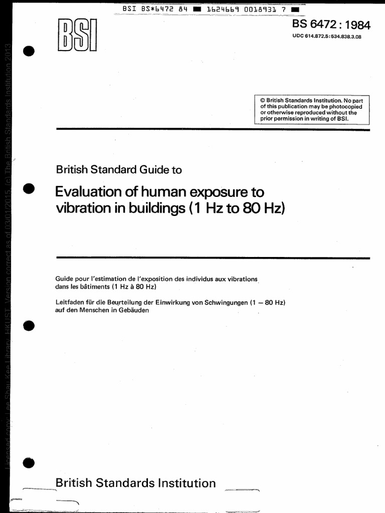 (BS 6472 - 1984) - Guide To Evaluation of Human Exposure To Vibration ...