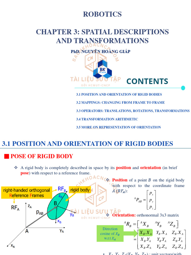 NHG Lecture Robotics 3 Transformations-1 | PDF | Euclidean Geometry ...