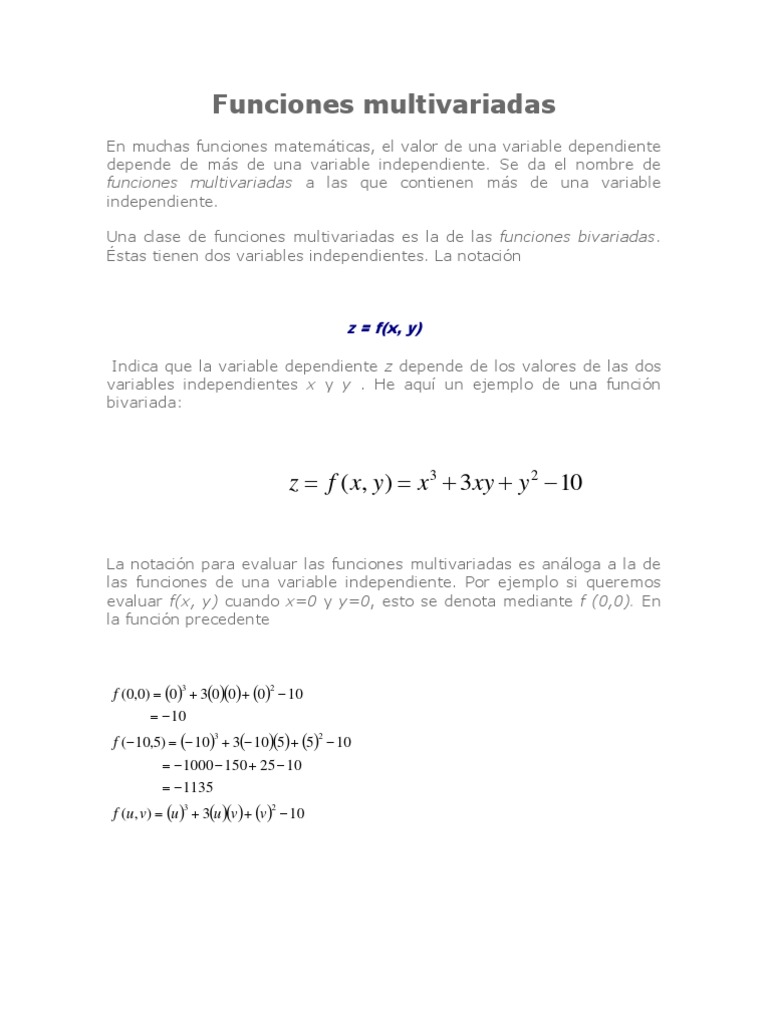 Funciones Multivariadas | PDF