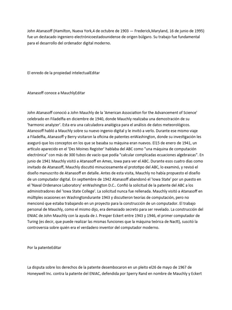 John Atanasoff | PDF | Comillas | Impresión