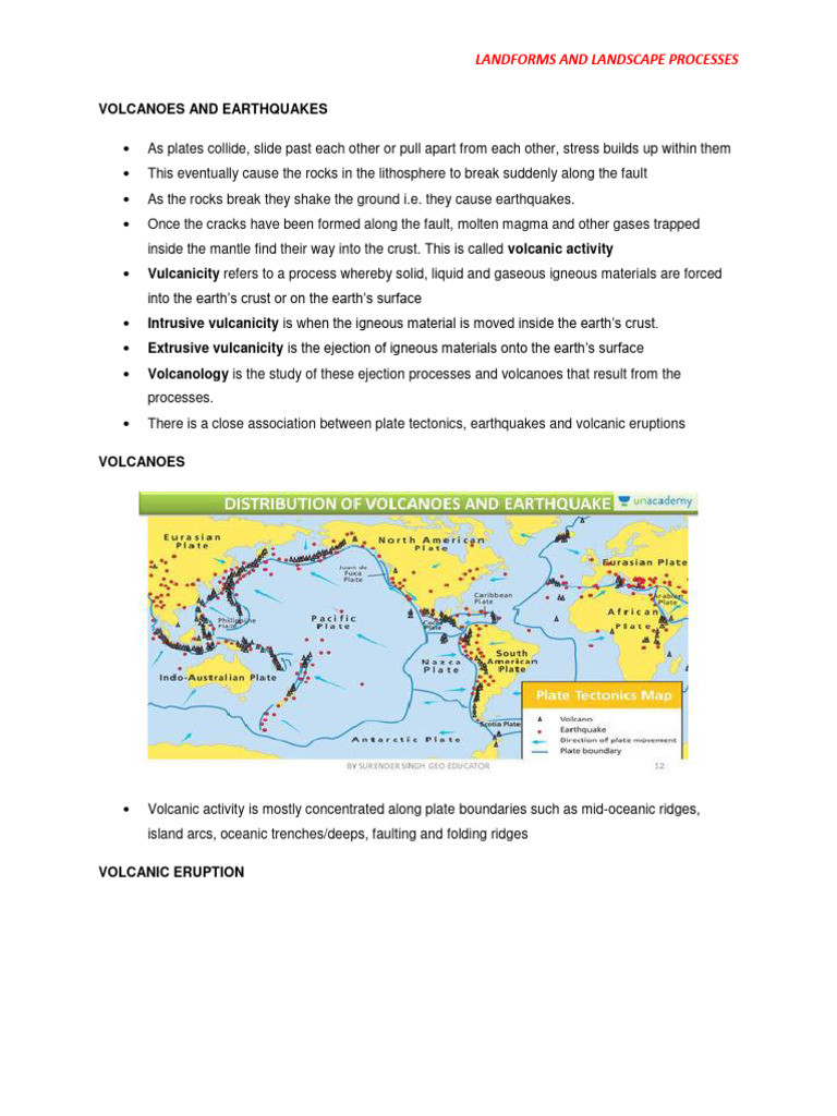 Volcanoes and Earthquakes | PDF | Volcano | Lava